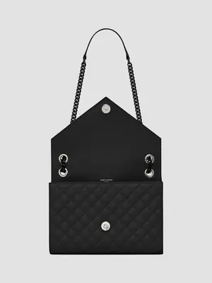 Saint Laurent Envelope Monogram Matelassé Leather Shoulder Bag - Black