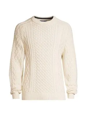 Vineyard Vines Men's Fisherman Cable Knit Sweater - Ecru  - Ecru