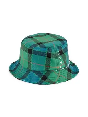 Marni Men's Plaid Wool Bucket Hat - Peacock  - Peacock
