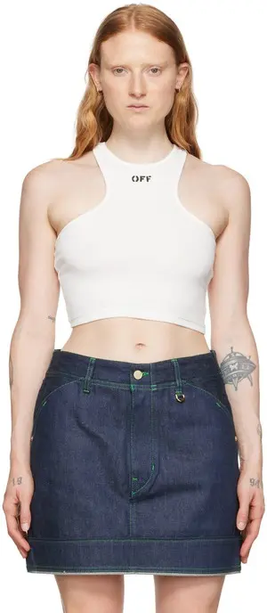 Off-White Off-White White Cropped Tank Top - White Black
