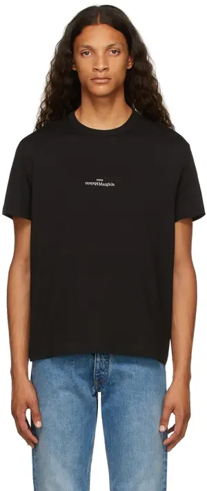 MAISON MARGIELA Maison Margiela Black Distorted Logo T-Shirt 900 Black