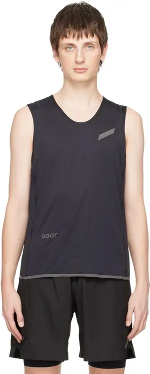 SOAR Soar Running Black & Green Running Singlet 2.0 Tank Top - Black
