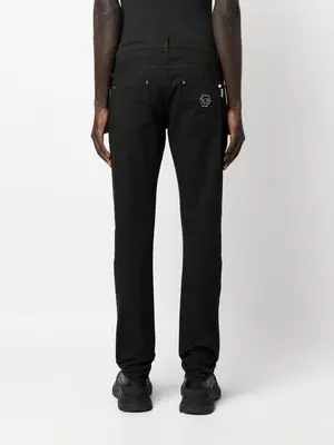 Philipp Plein Hexagon Mid-rise Slim-cut Jeans - Black