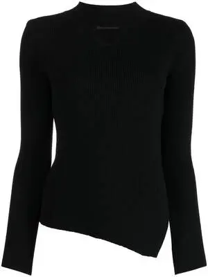 J KOO Ribbed Knit Cut-out Sweater