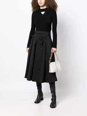 J KOO Ribbed Knit Cut-out Sweater