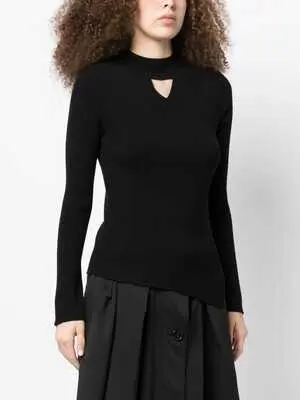 J KOO Ribbed Knit Cut-out Sweater