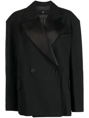J KOO Double-breasted Wool Blend Blazer