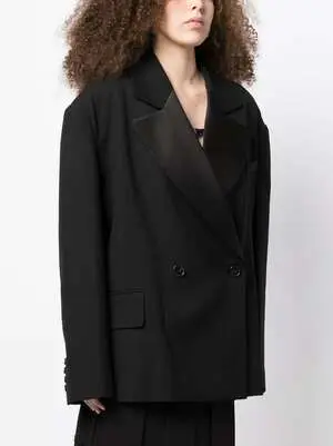 J KOO Double-breasted Wool Blend Blazer