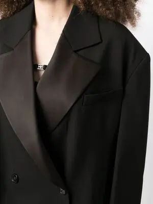 J KOO Double-breasted Wool Blend Blazer
