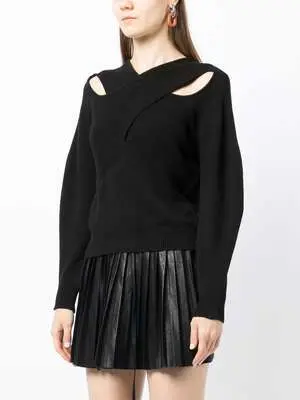 J KOO Crossover-neck Ribbed-knit Jumper