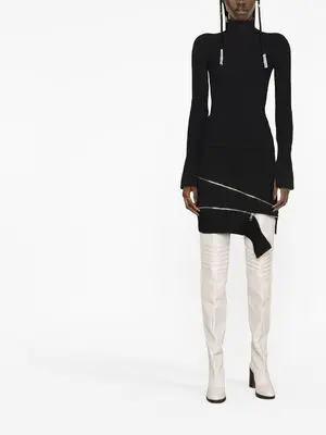 ANDREĀDAMO Zip-detail Knitted Skirt - Black