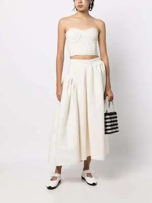 Goen.j Chiffon-trimmed Tweed Bustier Top