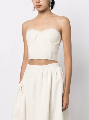 Goen.j Chiffon-trimmed Tweed Bustier Top