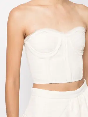 Goen.j Chiffon-trimmed Tweed Bustier Top