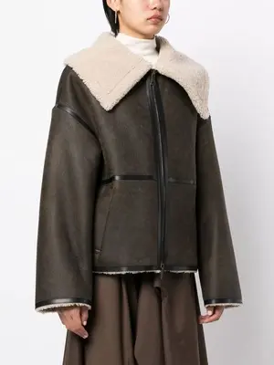 Goen.j Shearling-lined Aviator Leather Jacket