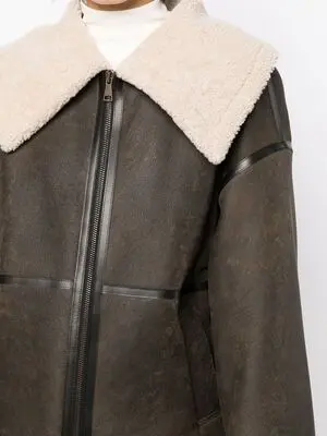Goen.j Shearling-lined Aviator Leather Jacket