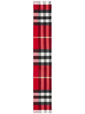 Burberry The Classic Check-pattern Fringed-trim Scarf - Red