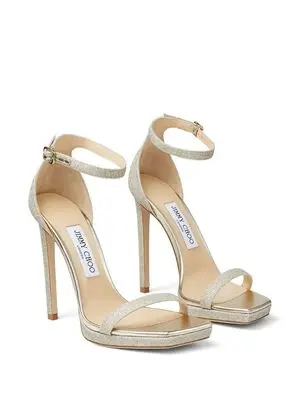 JIMMY CHOO 120mm Alva Glitter Sandals - Gold