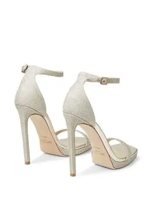 JIMMY CHOO 120mm Alva Glitter Sandals - Gold