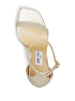 JIMMY CHOO 120mm Alva Glitter Sandals - Gold