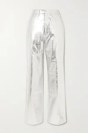 ROTATE BY BIRGER CHRISTENSEN Rotie Croc-effect Faux Leather Straight-leg Pants