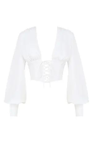 House Of Cb Lace-up Corset - White