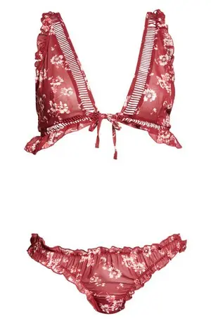 HAUTY Printed Chiffon Bralette Set