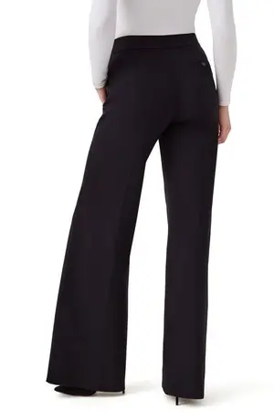 Spanx Perfect Fit Ponte Wide Leg Trousers - Classic Black