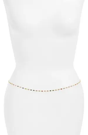 VIDAKUSH Rainbow Crystal Station Belly Chain - Multi/gold