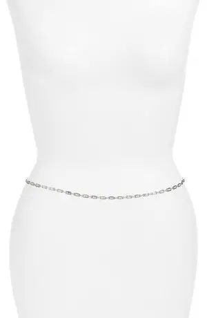 VIDAKUSH Rectangular Crystal Station Belly Chain - Clear/silver