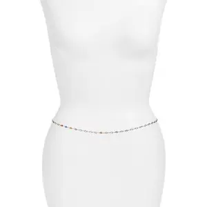 VIDAKUSH Rainbow Crystal Belly Chain - Silver