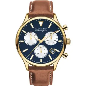 Movado Heritage Chronograph Strap Watch - Blue