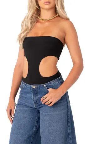 EDIKTED Vivie Cutout Rib Strapless Bodysuit