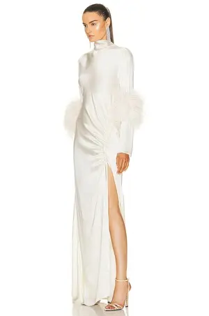 Lapointe Doubleface Satin Bias Tab Slit Maxi Dress