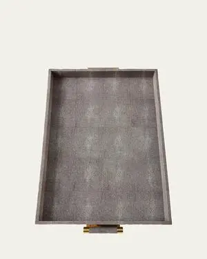 Aerin Classic Faux Shagreen Butler Tray - Chocolate