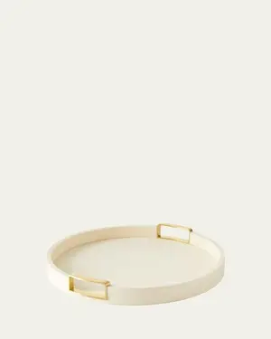 Aerin Carina Faux Shagreen Round Tray - Cream