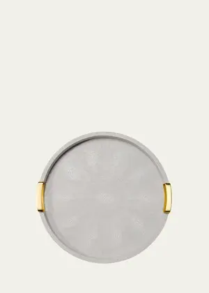 Aerin Carina Faux Shagreen Small Round Tray Gray