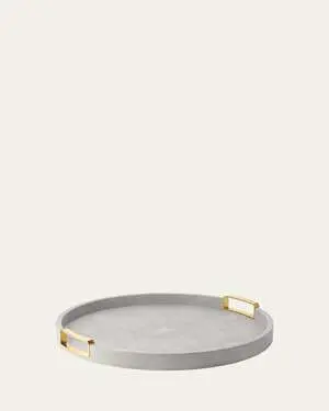 Aerin Carina Faux Shagreen Large Round Tray Gray
