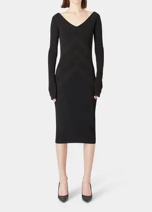 Burberry Orietta Long Sleeve Midi Dress - Black