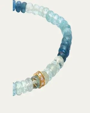 SYDNEY EVAN 14k Gold Diamond And Aqua Rondelle Bracelet
