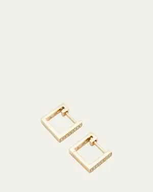 Lizzie Mandler Petite Square Huggie Earrings With White Diamonds