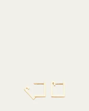Lizzie Mandler Petite Square Huggie Earrings With White Diamonds