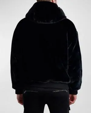 Karl Lagerfeld Paris Apos;s Reversible Bomber Jacket W/ Faux Fur - Black Grey
