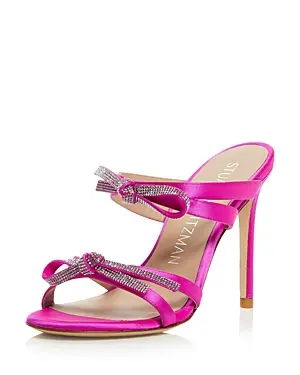 STUART WEITZMAN Stuart Weitzman Women's Bow 100 Slide High Heel Sandals Flamingo