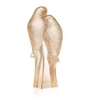 Lalique Crystal Two Parakeets Sculpture Clear
