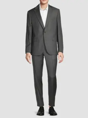 SAKS FIFTH AVENUE Collection Woven Wool Suit - Charcoal