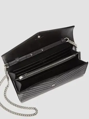 Saint Laurent Monogram Matelasse Leather Wallet-on-chain