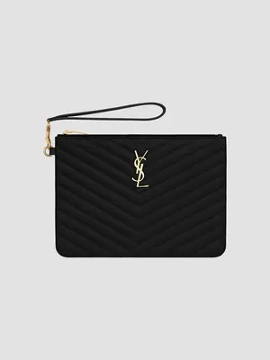 Saint Laurent Cassandre Matelassé Pouch - Black