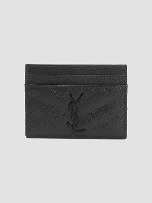 Saint Laurent Cassandre Matelassé Card Case In Smooth Leather - Black