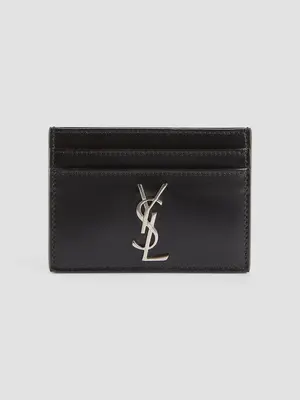 Saint Laurent Cassandre Matelassé Card Case In Smooth Leather - Nero